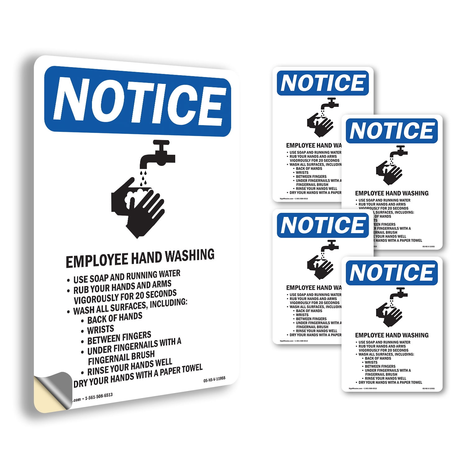 Employee Hand Washing With Symbol OSHA Notice Vinyl Decal Label 10 Inch ...