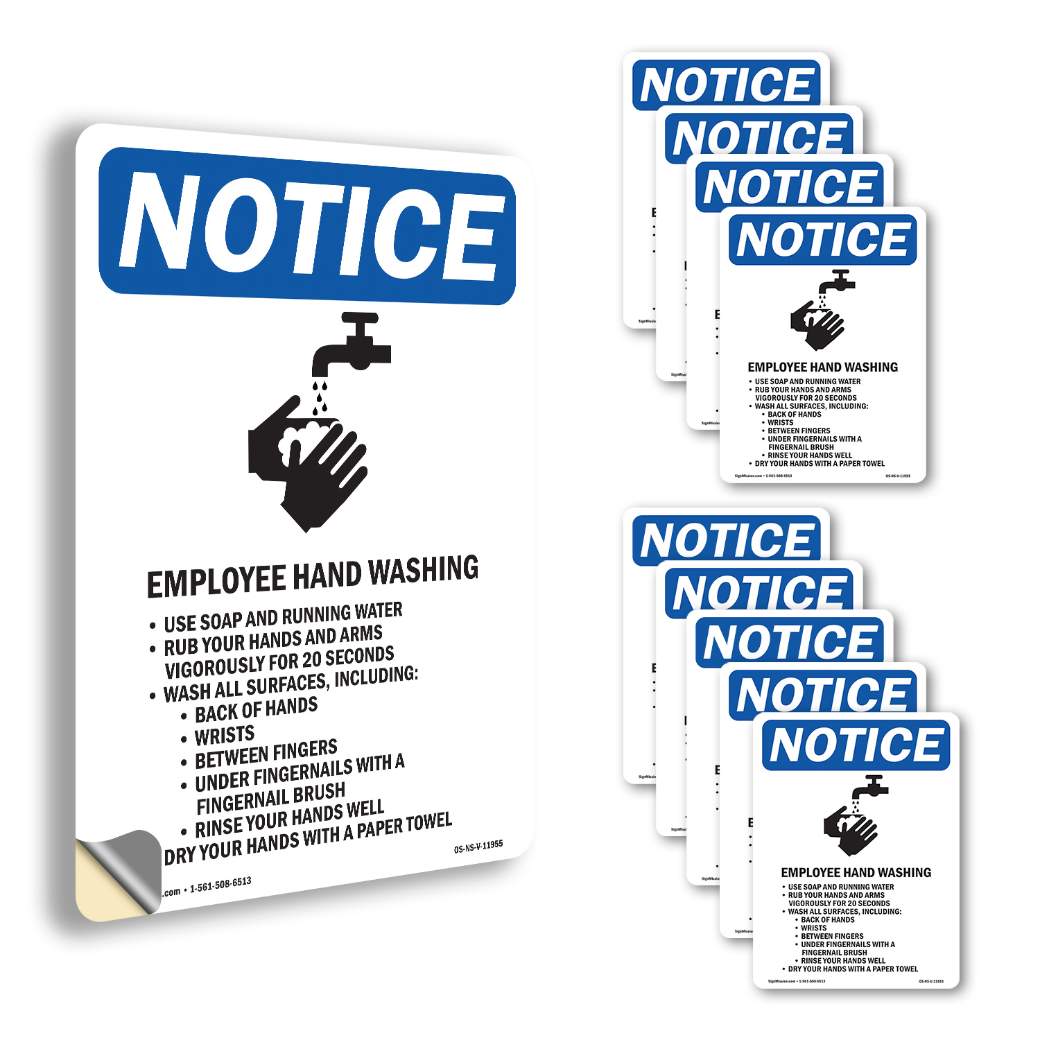 Employee Hand Washing With Symbol OSHA Notice Vinyl Decal Label 18 Inch ...
