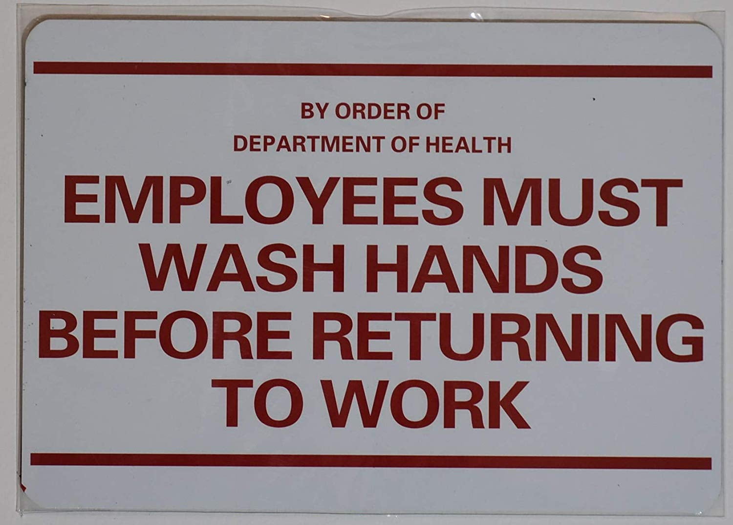 Employee Must WASH Hand Sign - Food Facility Sign (7x10, Brush ...