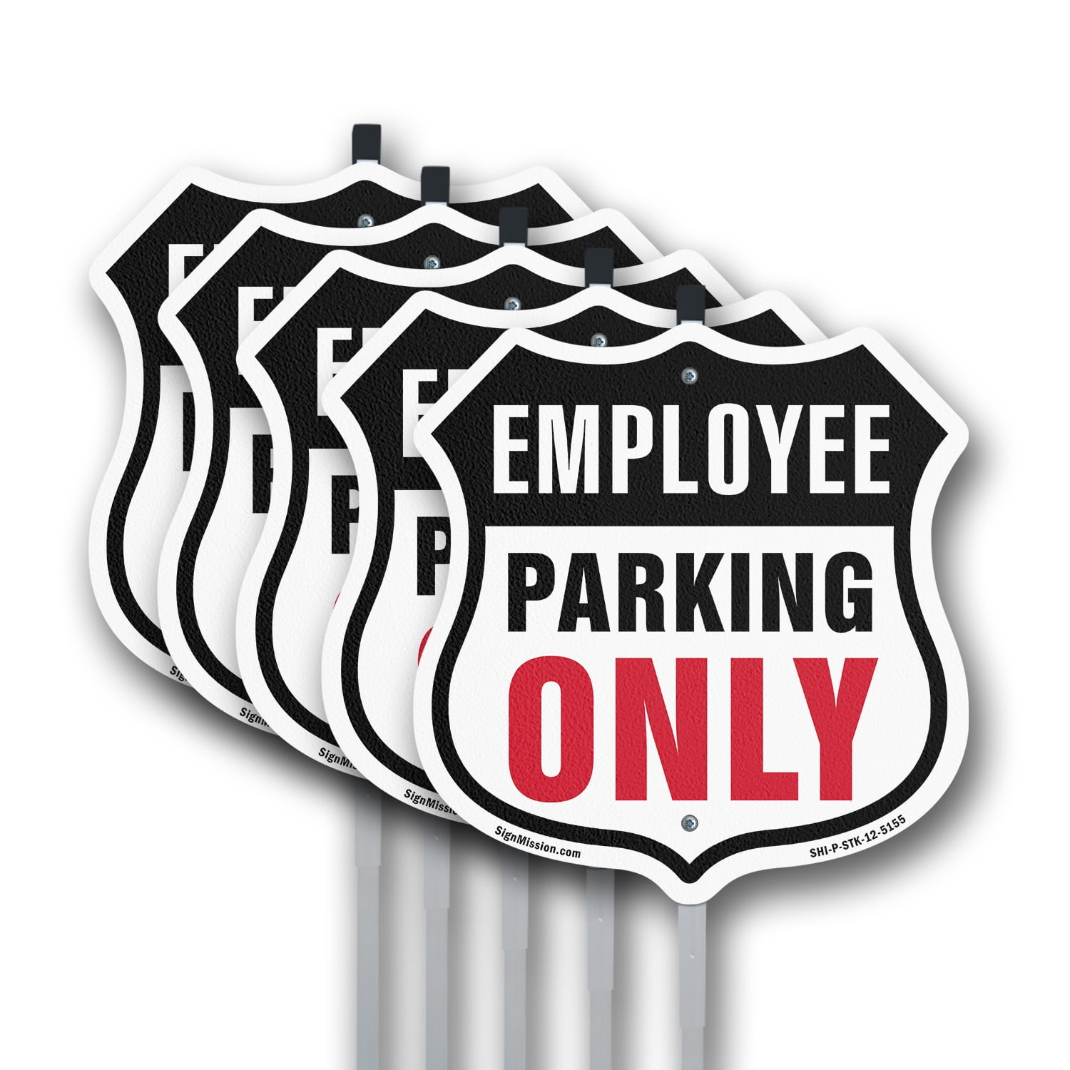 Employee Parking Only (5 Pack) 12 inch X 12 inch Shield Shaped Rust ...