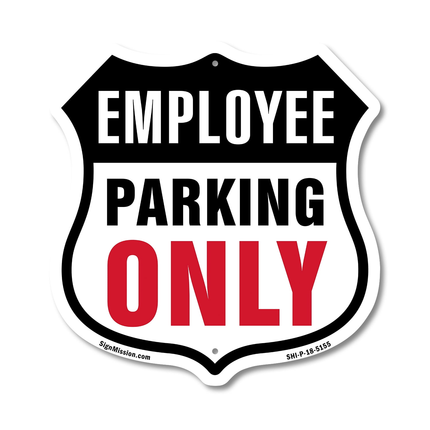 Employee Parking Only 18 inch X 18 inch Shield Shaped Commercial Grade ...
