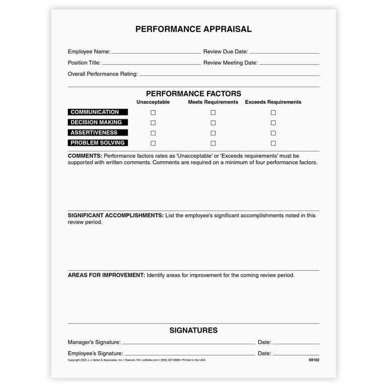 Sample Employee Performance Review Template 8 Documents