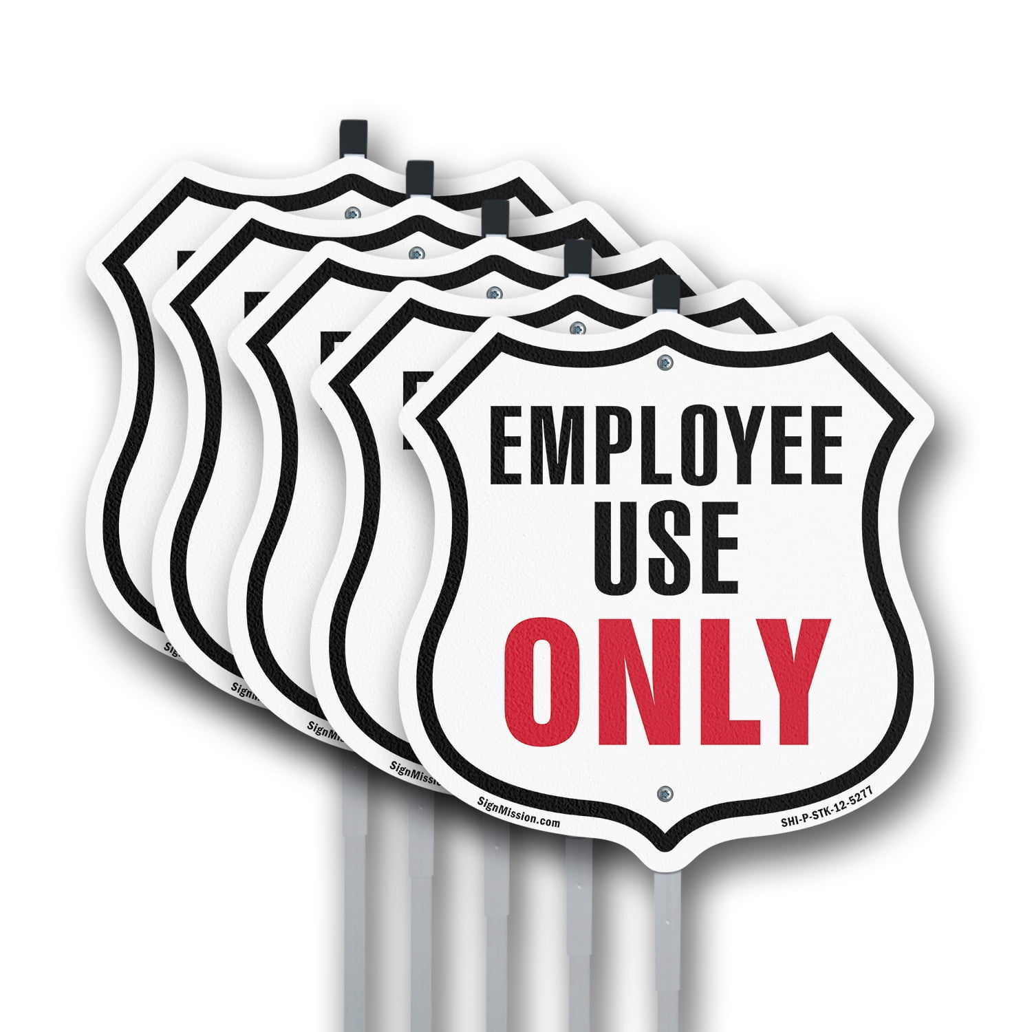 Employee Use Only (5 Pack) 12 inch X 12 inch Shield Shaped Rust-Free ...