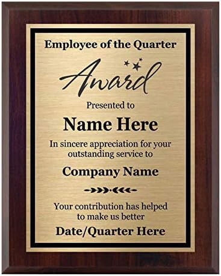 Employee of The Quarter Award 8x10 - Personalized Plaque, Customize Now ...