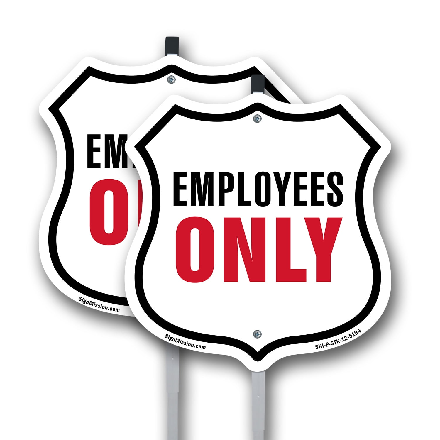 Employees Only (2 Pack) 12 inch X 12 inch Shield Shaped Commercial ...