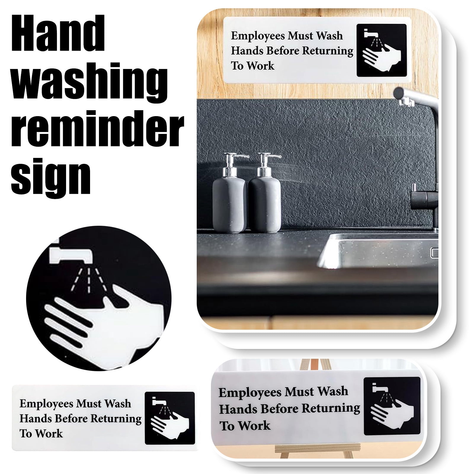 Employees Must Wash Hands Before Returning To Work Signs: Easy To Stick ...