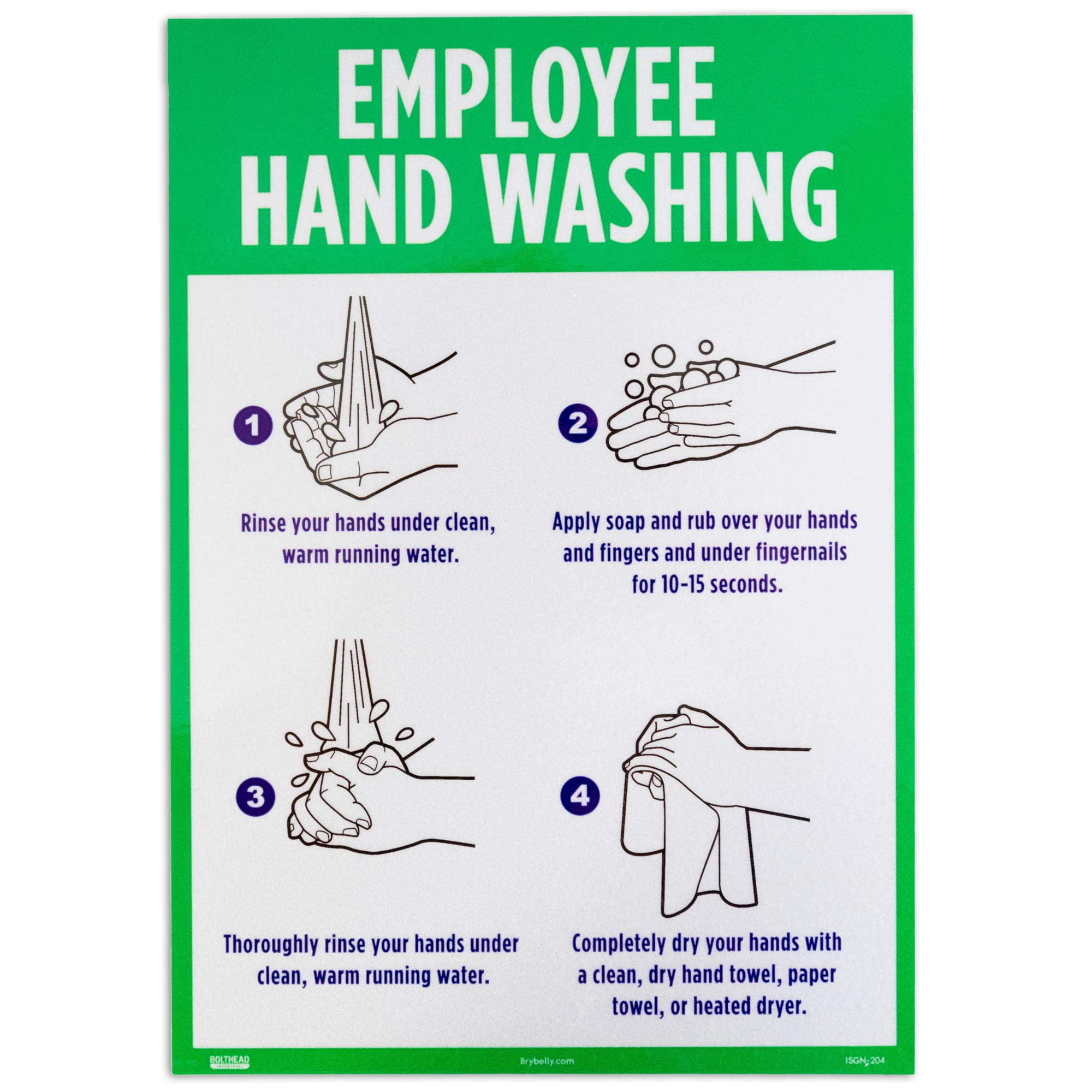 Employees Must Wash Hands Sign, Hand Washing Decal for Commercial Use ...