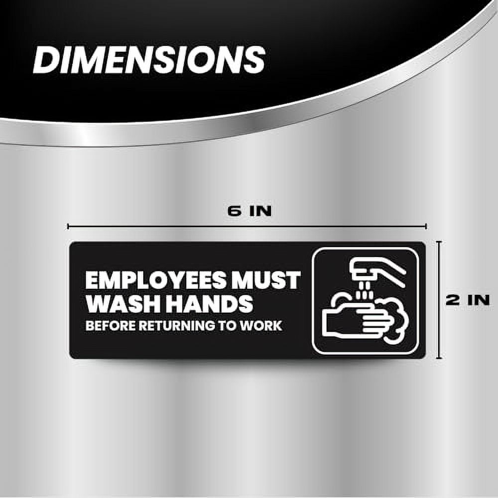 Employees Must Wash Hands Sign (Sticker) | Foodservice Compliant | Easy ...