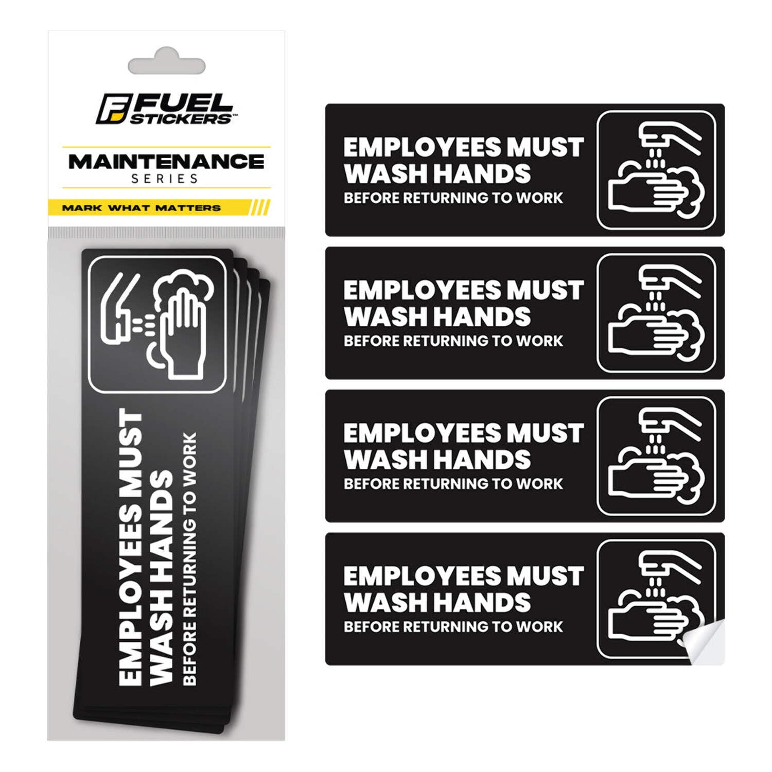 Employees Must Wash Hands Sign (Sticker) | Foodservice Compliant | Easy ...