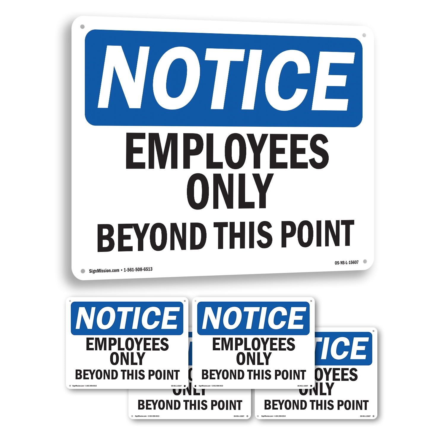 Employees Only Beyond This Point OSHA Notice Rigid Plastic Sign 10 Inch ...