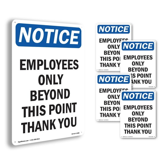 Employees Only Beyond This Point OSHA Notice Rigid Plastic Sign 24 Inch ...