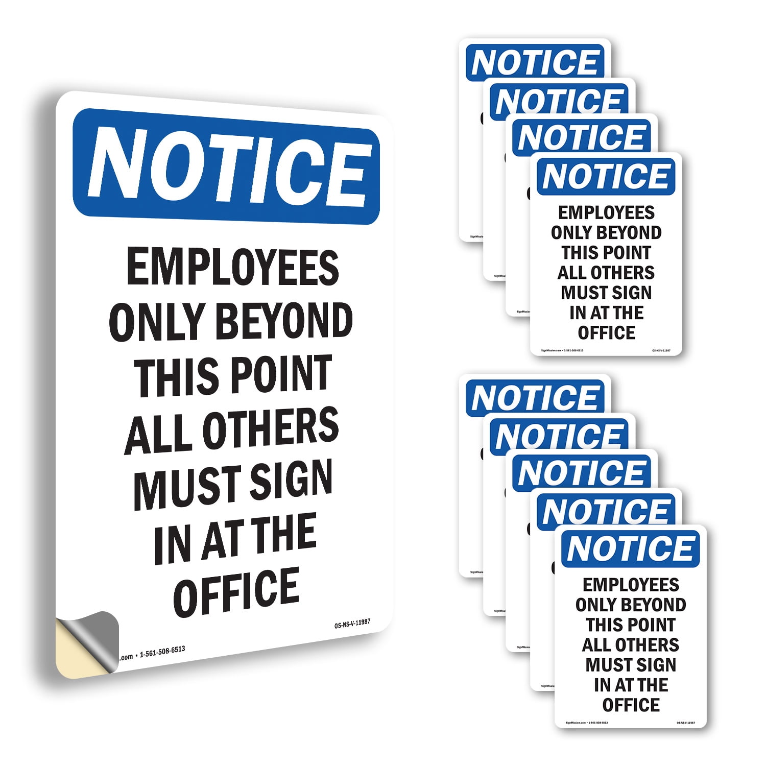 Employees Only Beyond This Point OSHA Notice Vinyl Decal Label 10 Inch ...