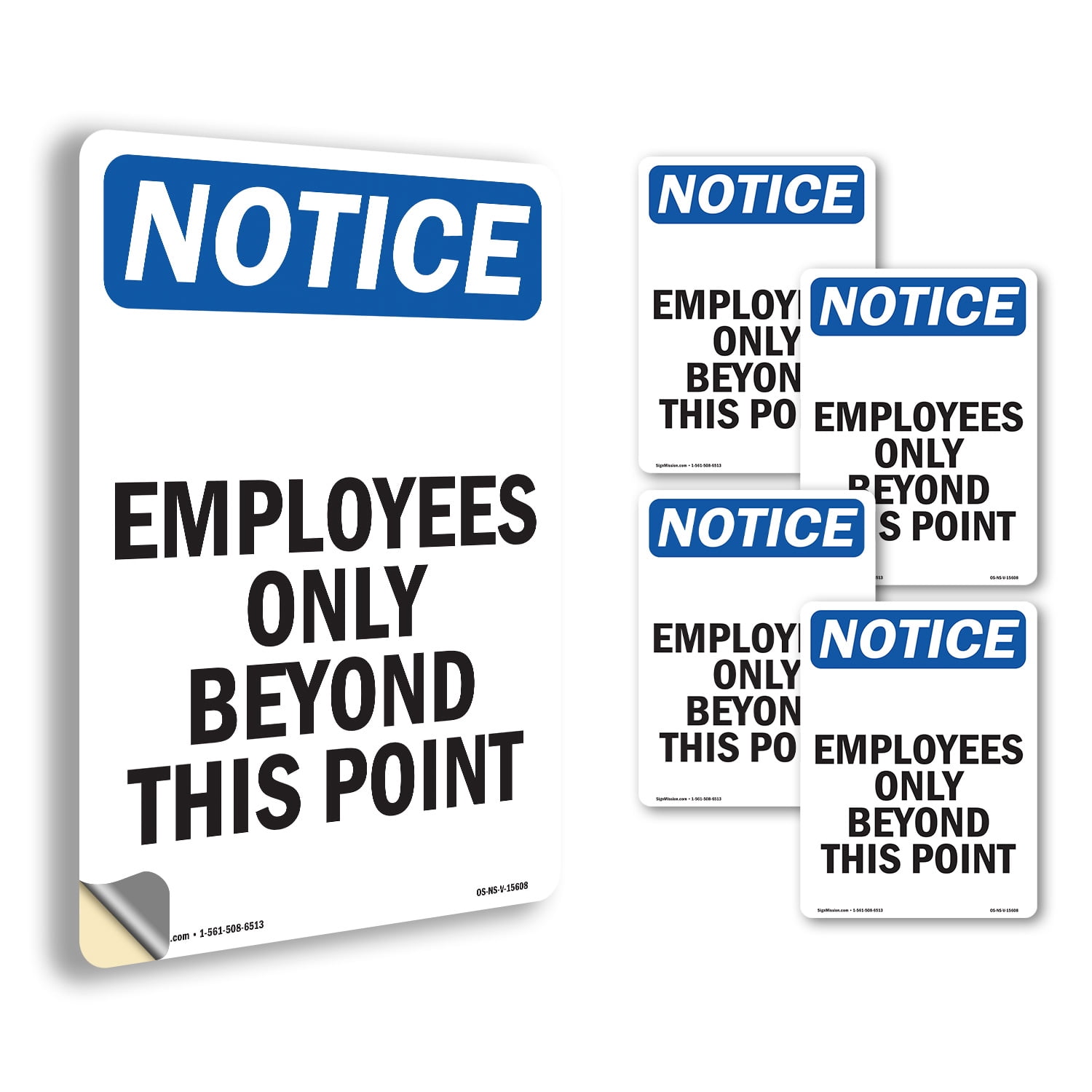 Employees Only Beyond This Point OSHA Notice Vinyl Decal Label 18 Inch ...