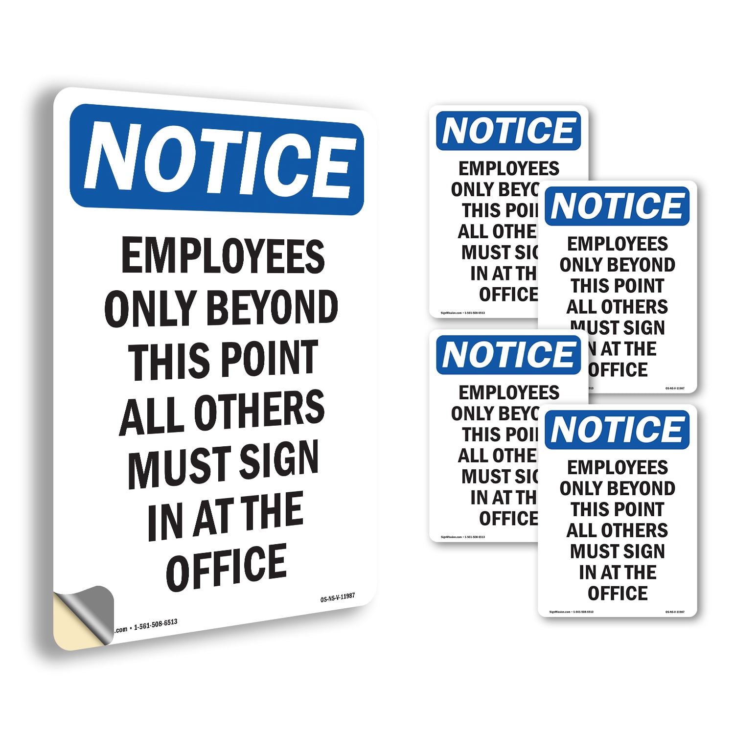 Employees Only Beyond This Point OSHA Notice Vinyl Decal Label 5 Inch x ...