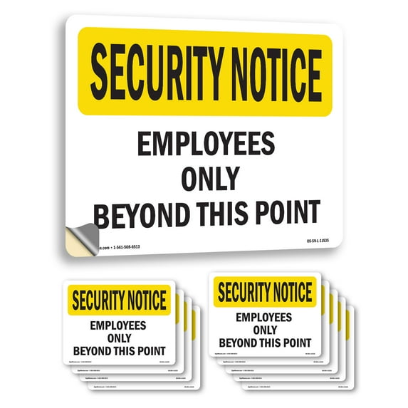 Employees Only Beyond This Point OSHA Security Notice Vinyl Decal Label ...