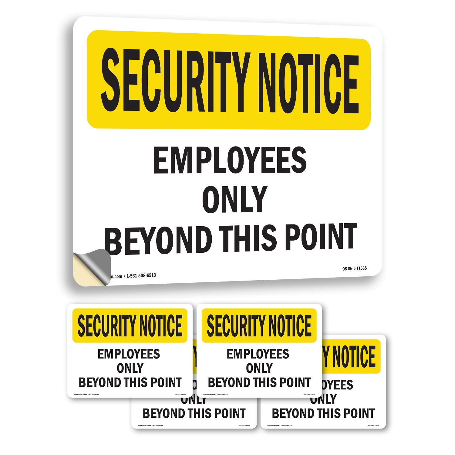 Employees Only Beyond This Point OSHA Security Notice Vinyl Decal Label ...