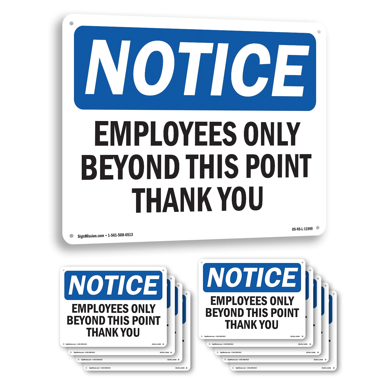 Employees Only Beyond This Point Thank You OSHA Notice Aluminum Sign 18 ...