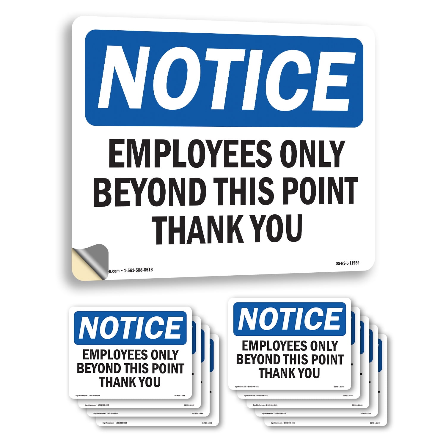 Employees Only Beyond This Point Thank You OSHA Notice Vinyl Decal ...