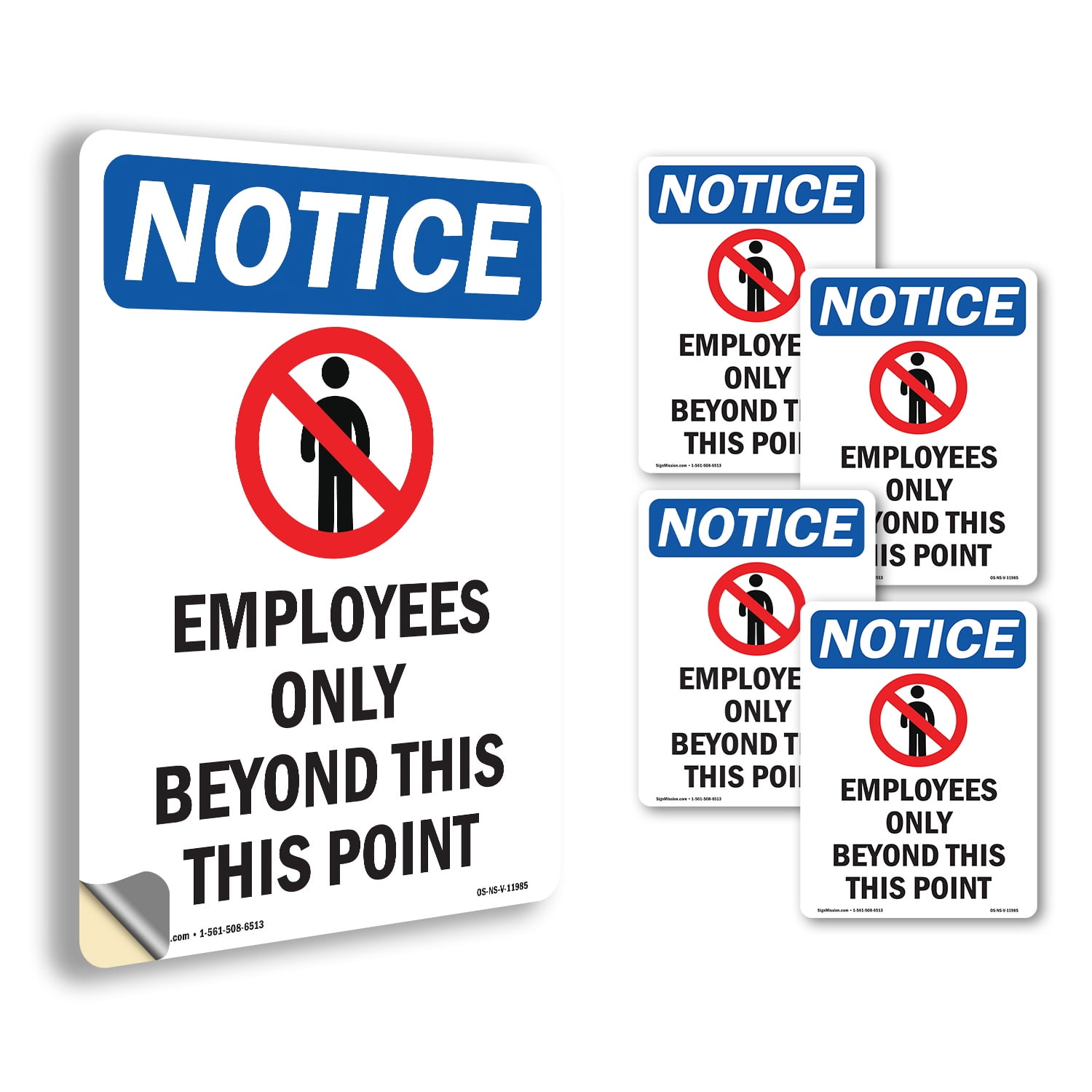 Employees Only Beyond With Symbol OSHA Notice Vinyl Decal Label 24 Inch ...