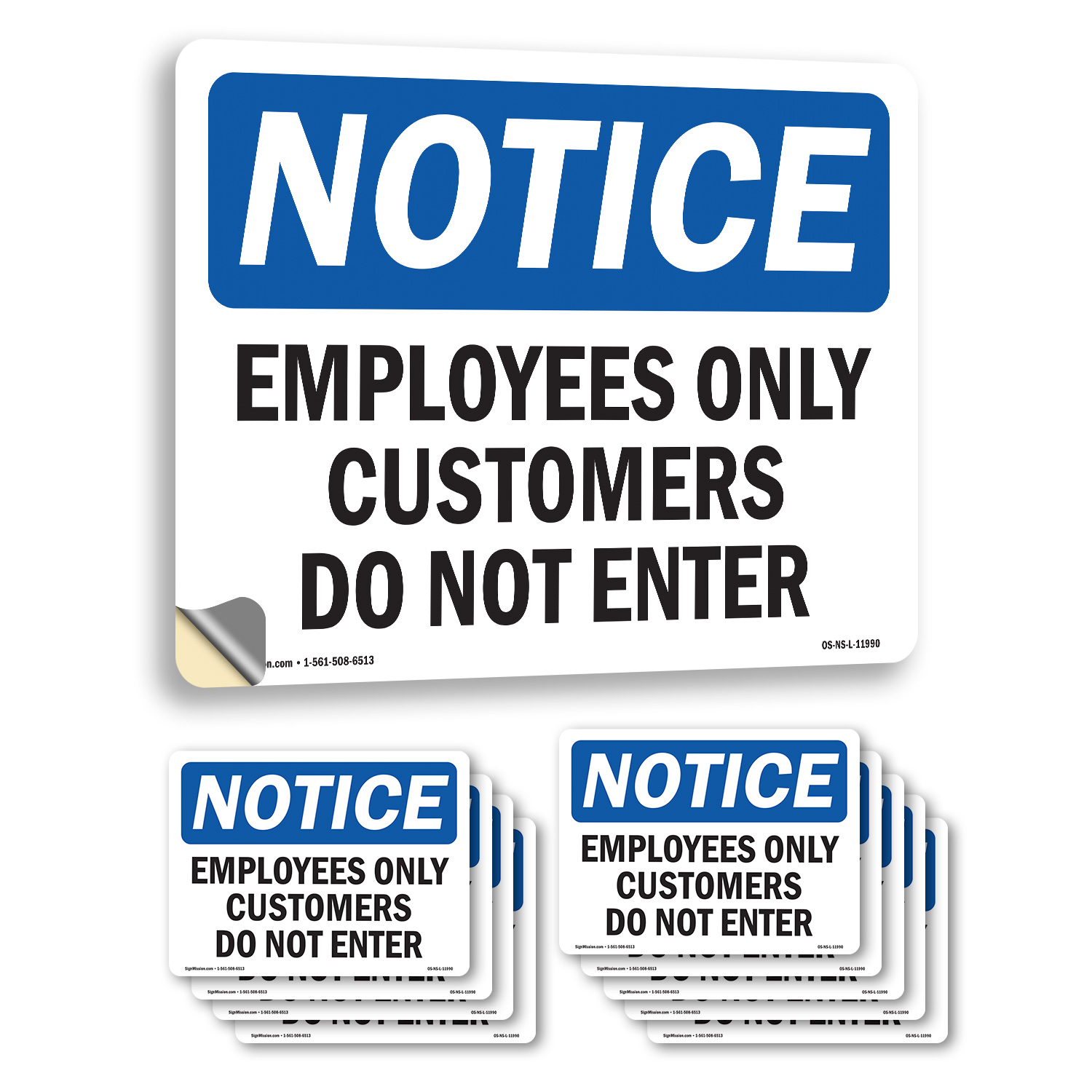 Employees Only Customers Do Not Enter OSHA Notice Vinyl Decal Label 5 ...