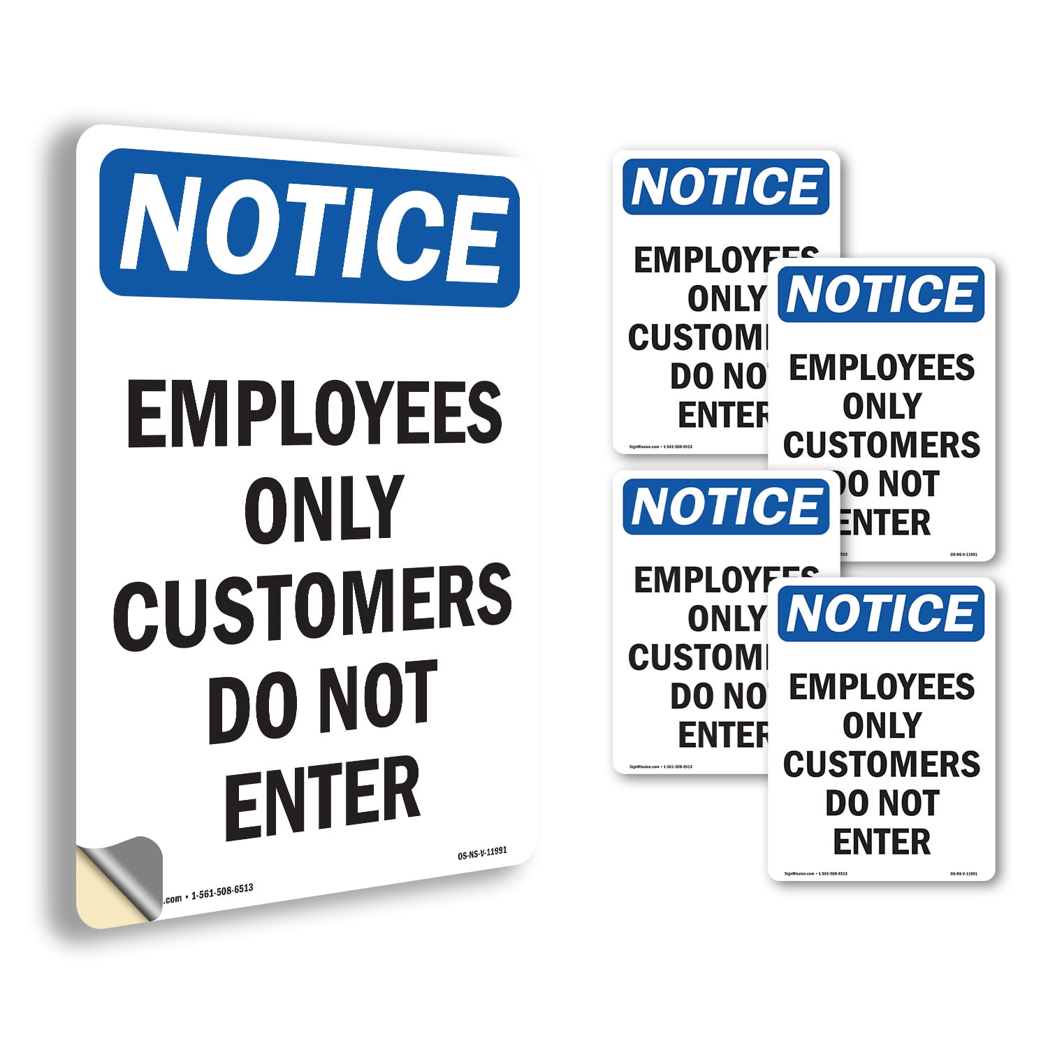Employees Only Customers Do Not Enter OSHA Notice Vinyl Decal Label 5 ...
