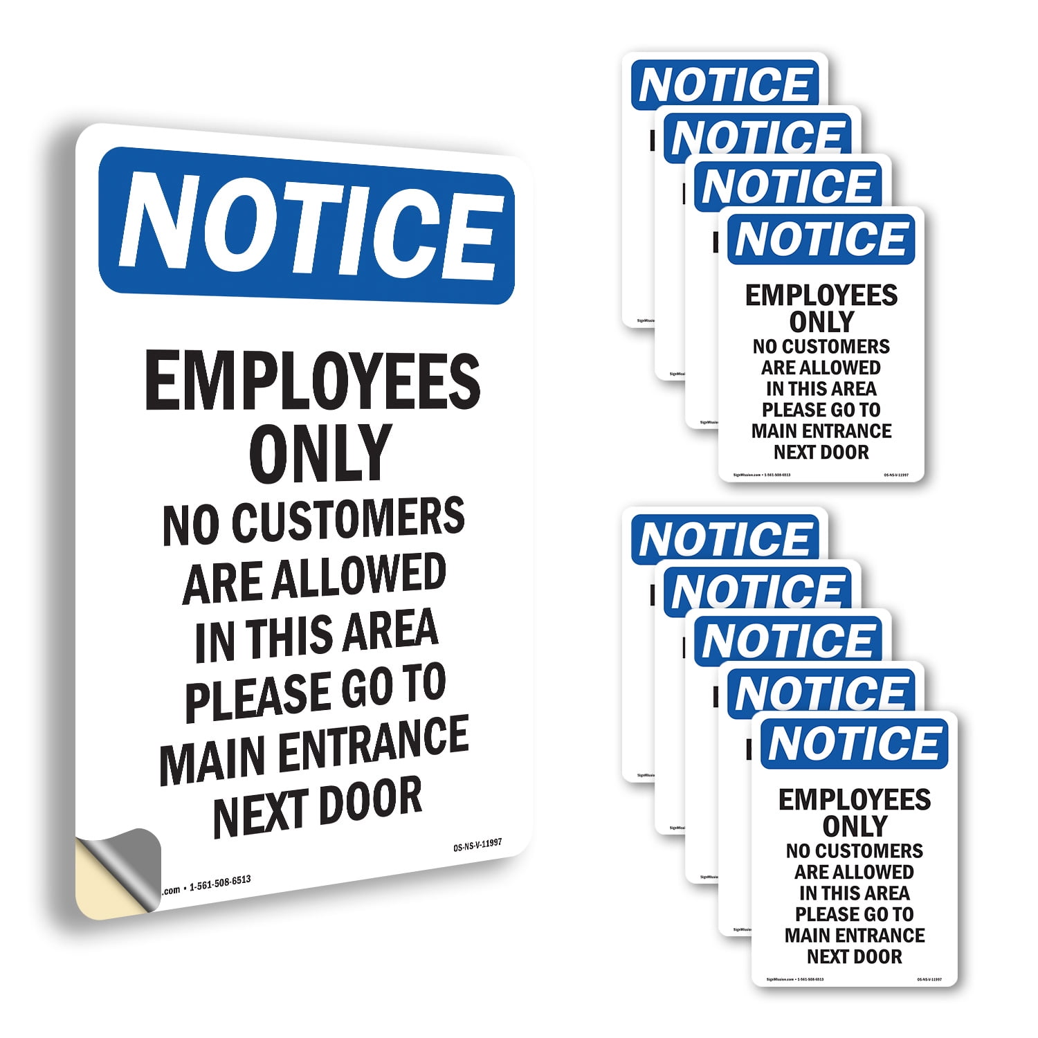 Employees Only No Customers Are OSHA Notice Vinyl Decal Label 10 Inch x ...