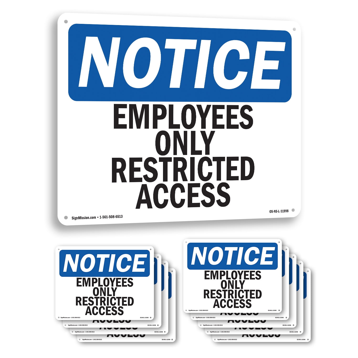 Employees Only Restricted Access OSHA Notice Aluminum Sign 10 Inch x 7 ...