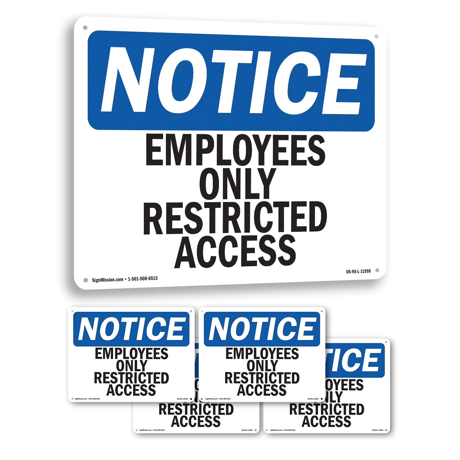 Employees Only Restricted Access OSHA Notice Aluminum Sign 24 Inch x 18 ...