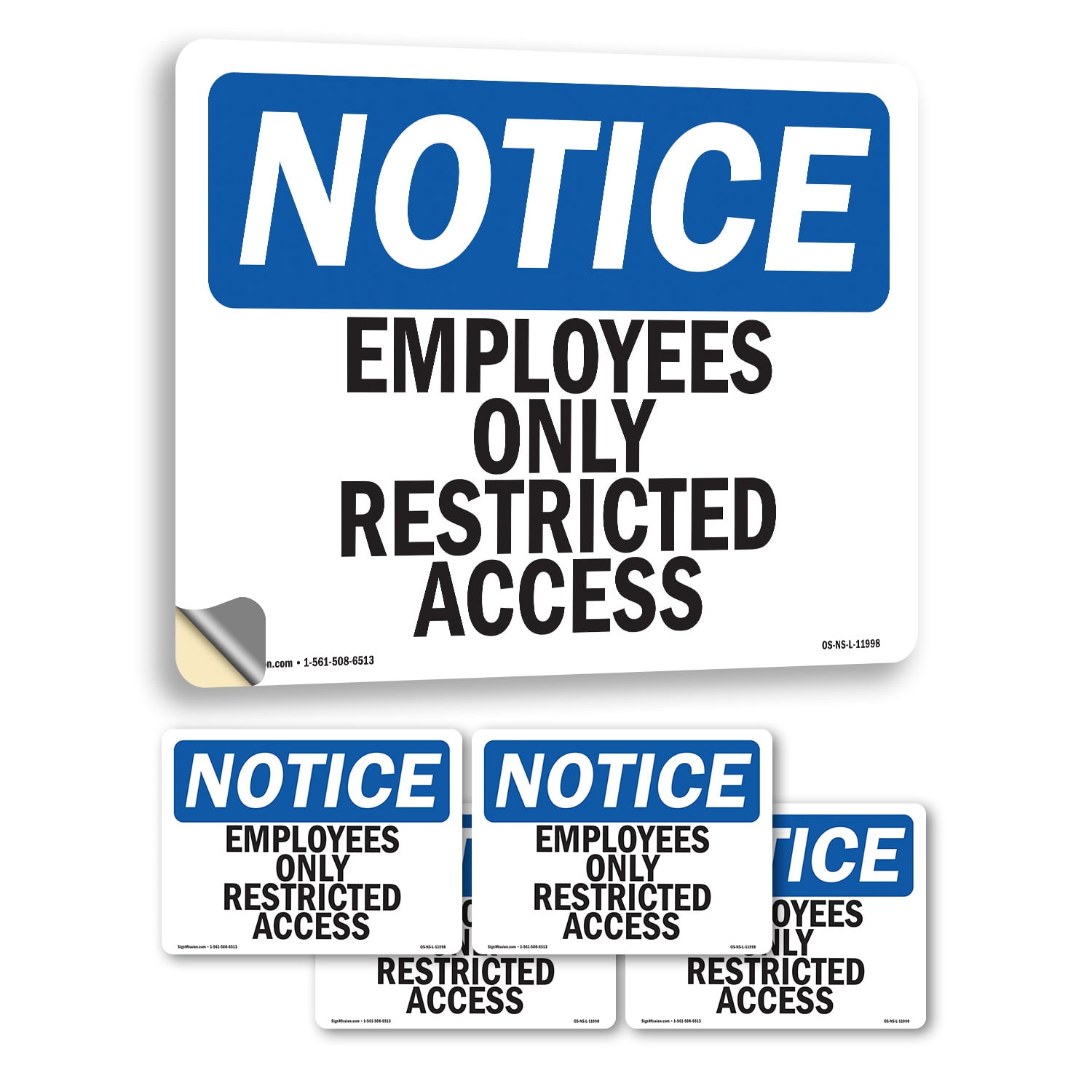 Employees Only Restricted Access OSHA Notice Vinyl Decal Label 10 Inch ...