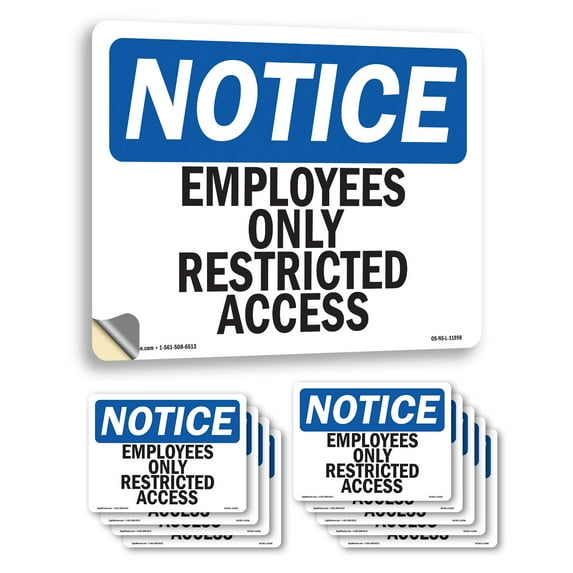 Employees Only Restricted Access OSHA Notice Vinyl Decal Label 7 Inch x ...