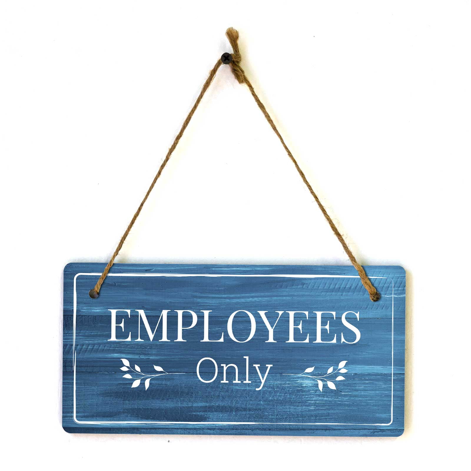 Employees Only | Rustic Dark Blue Wood 5 x 10" Hanging Sign - Walmart.com