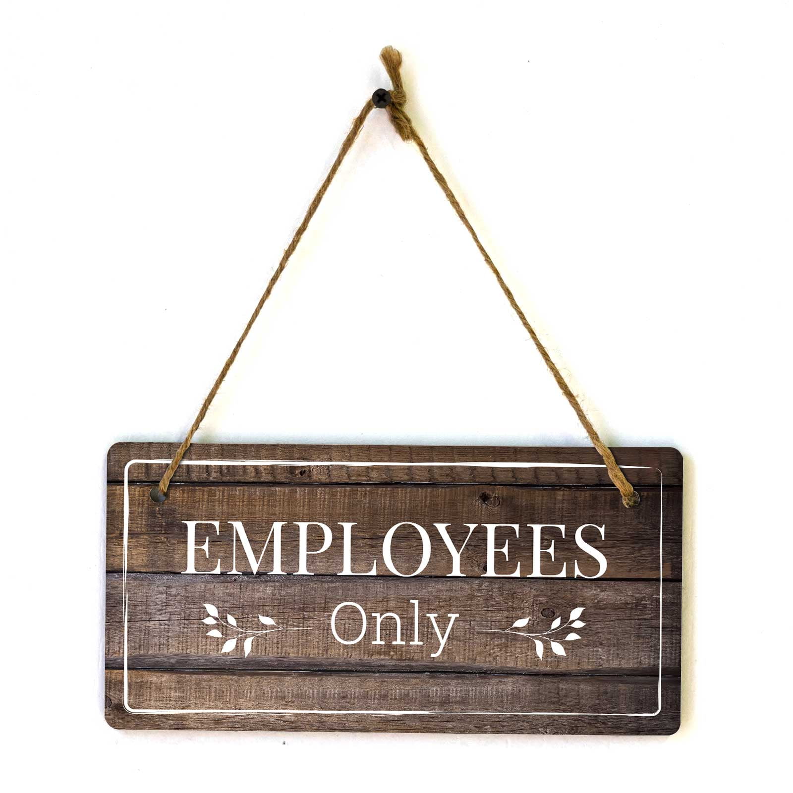 Employees Only | Rustic Dark Wood 5 x 10" Hanging Sign - Walmart.com