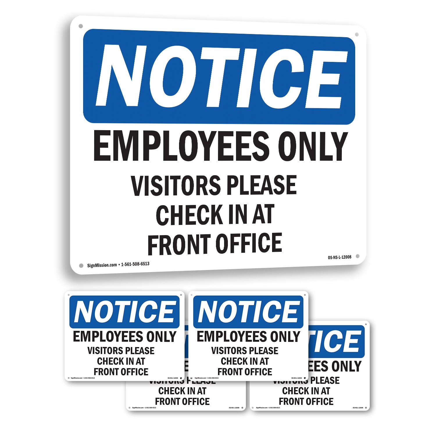 Employees Only Visitors Please Check In OSHA Notice Aluminum Sign 10 ...