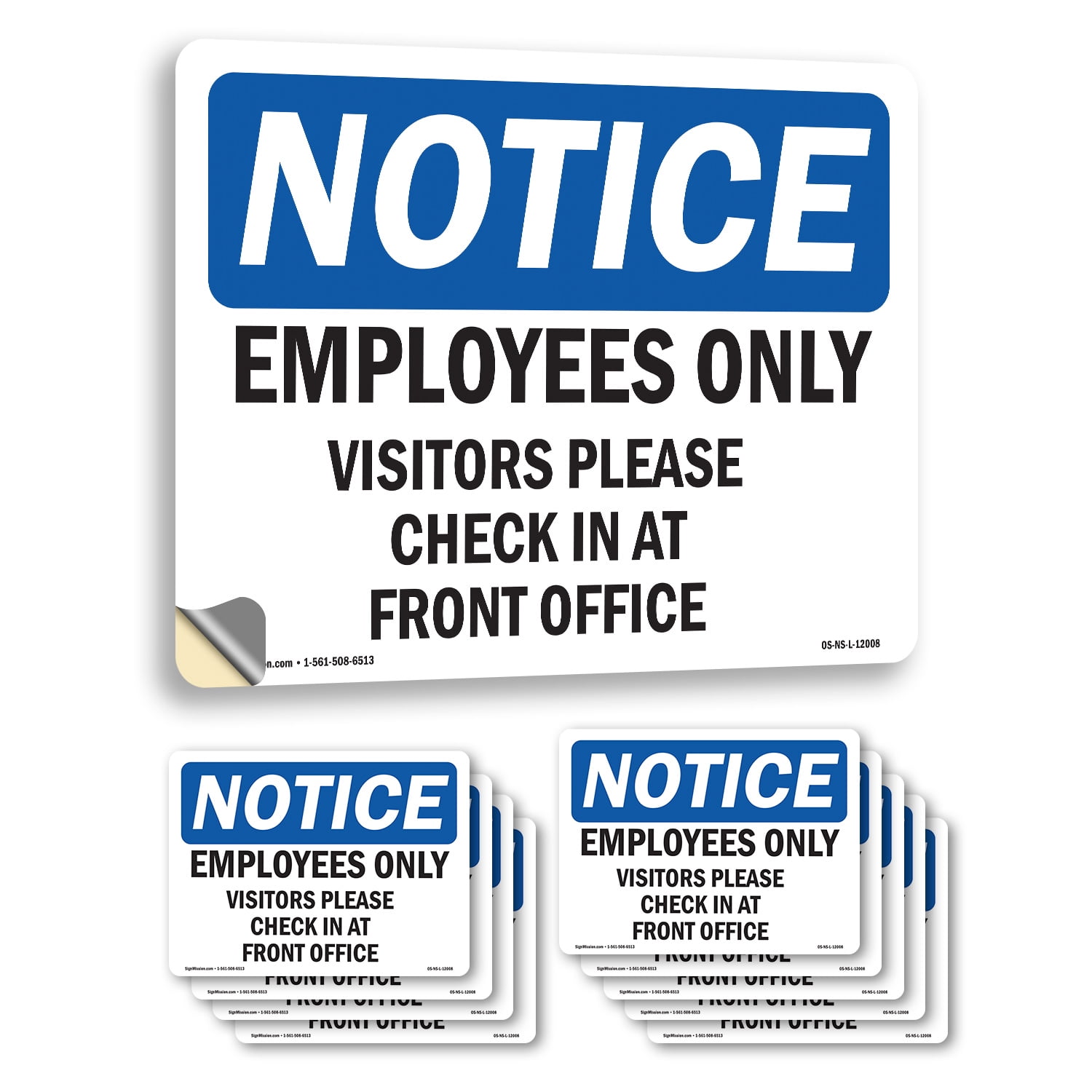 Employees Only Visitors Please Check In OSHA Notice Vinyl Decal Label ...