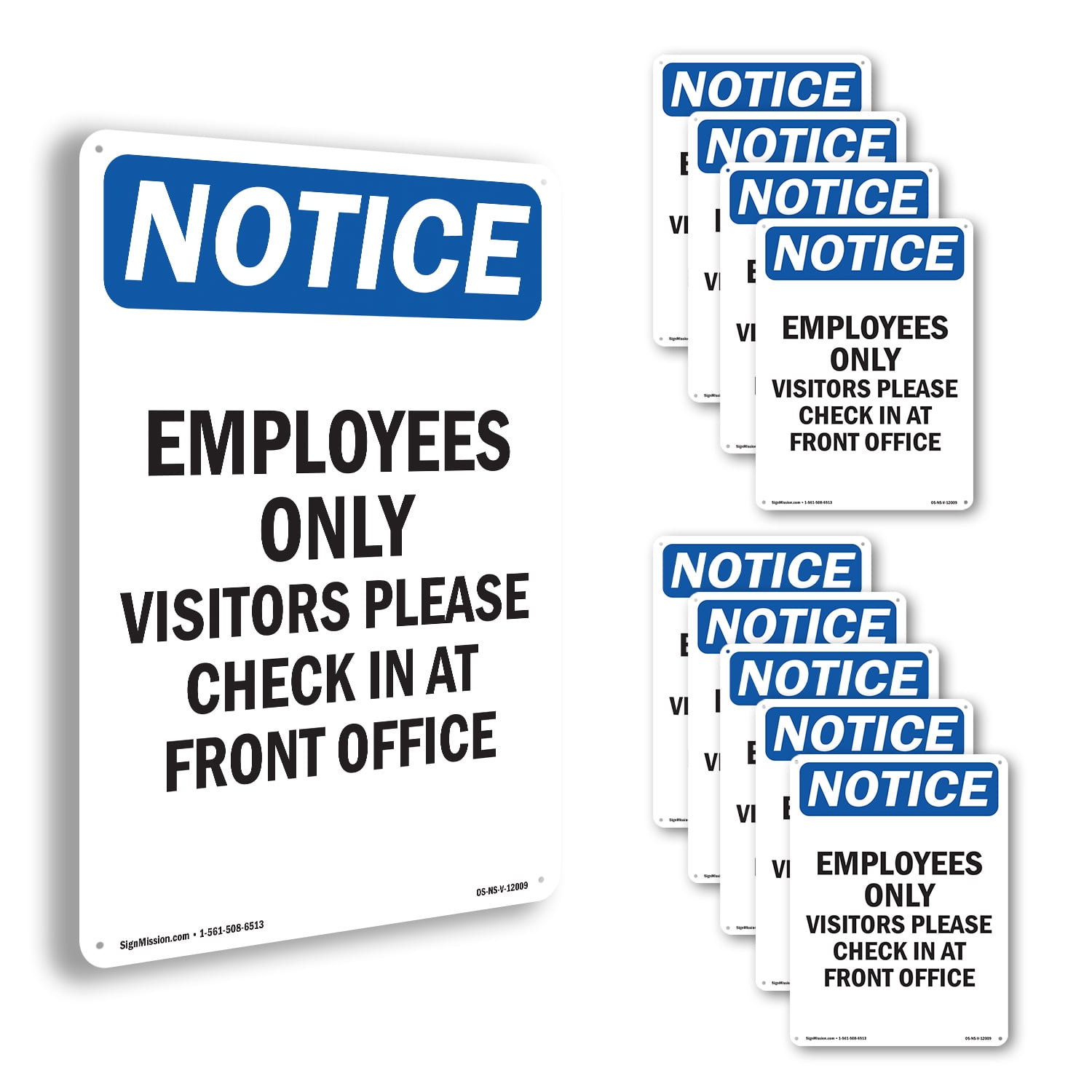 Employees Only Visitors Please OSHA Notice Aluminum Sign 24 Inch x 18 ...