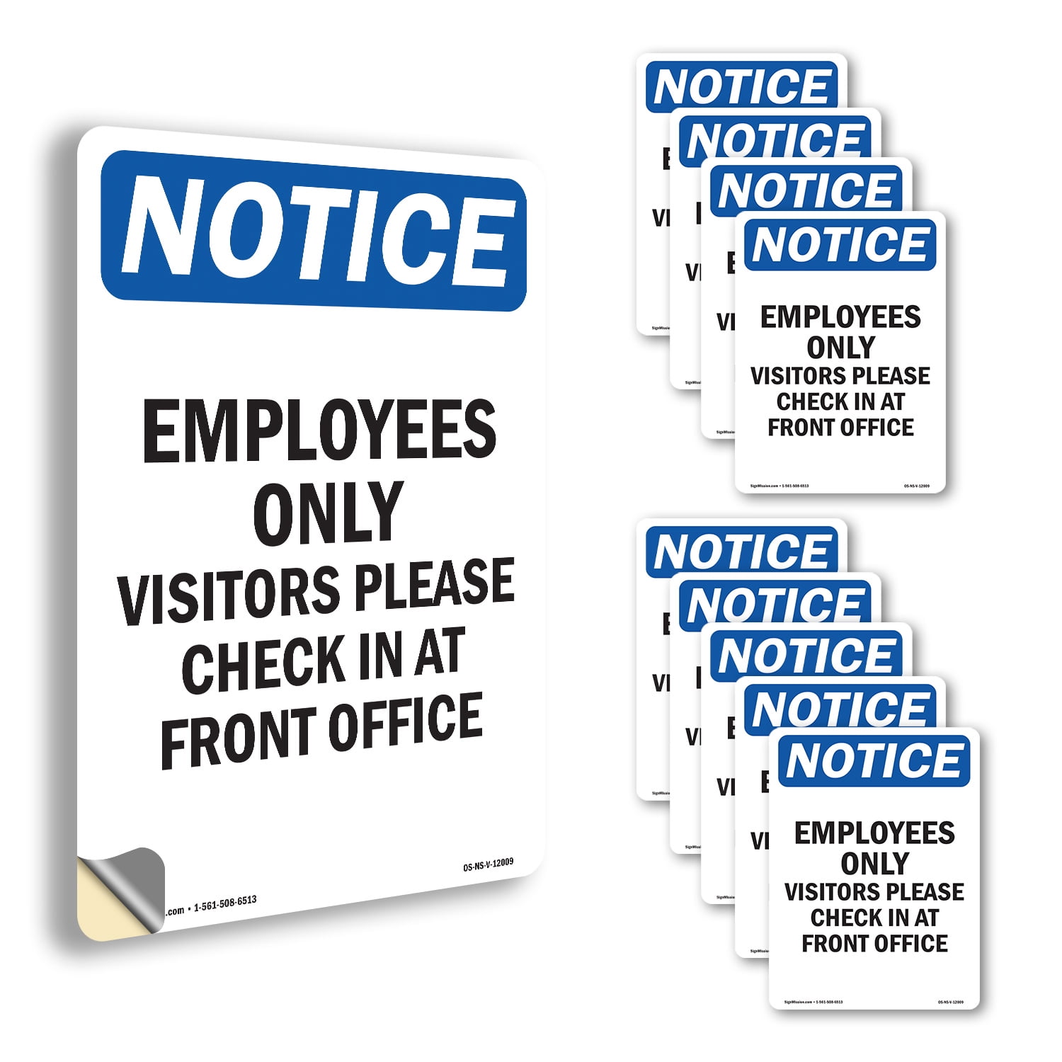 Employees Only Visitors Please OSHA Notice Vinyl Decal Label 7 Inch x 5 ...