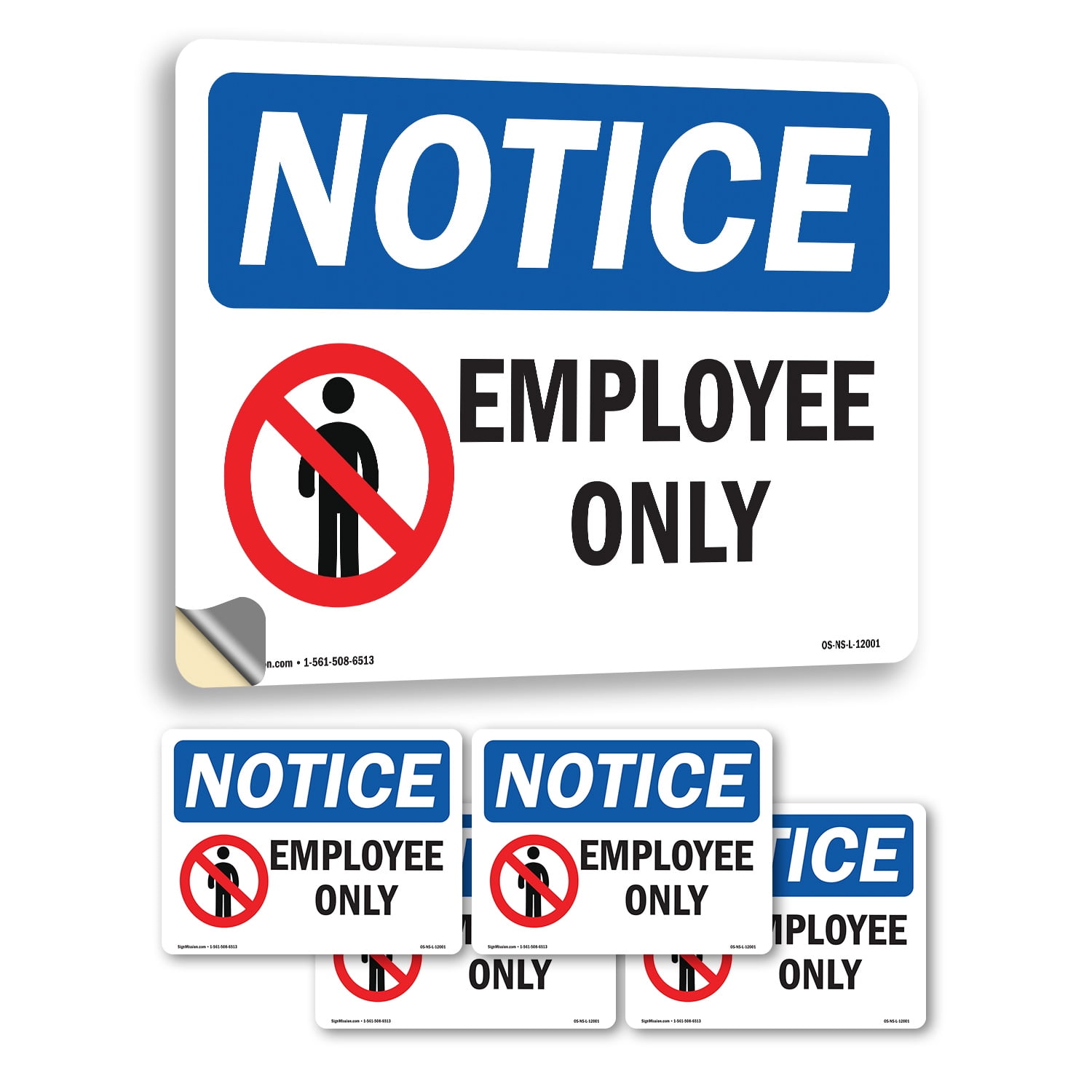 Employees Only With Symbol OSHA Notice Vinyl Decal Label 5 Inch x 3.5 ...