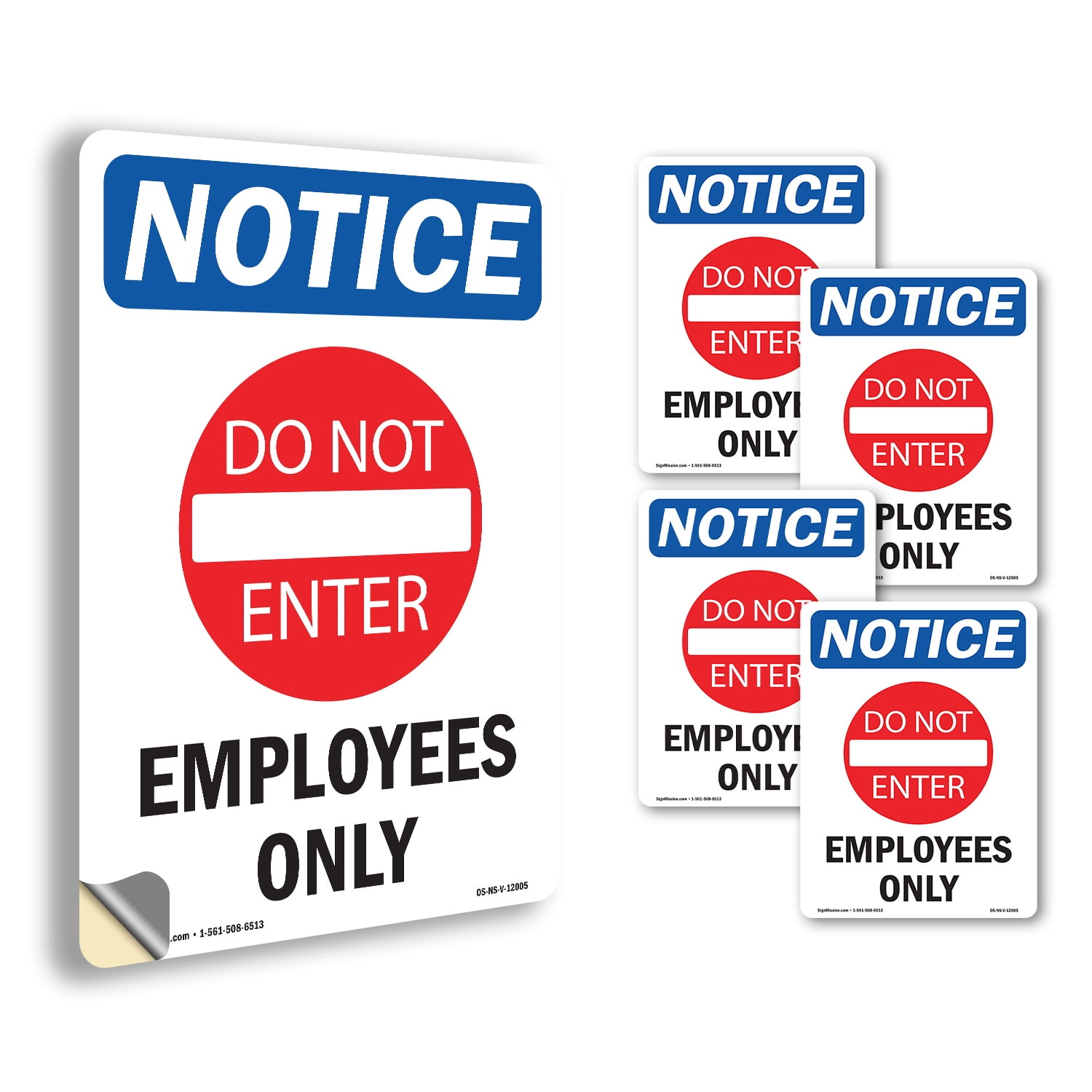 Employees Only With Symbol OSHA Notice Vinyl Decal Label 5 Inch x 3.5 ...