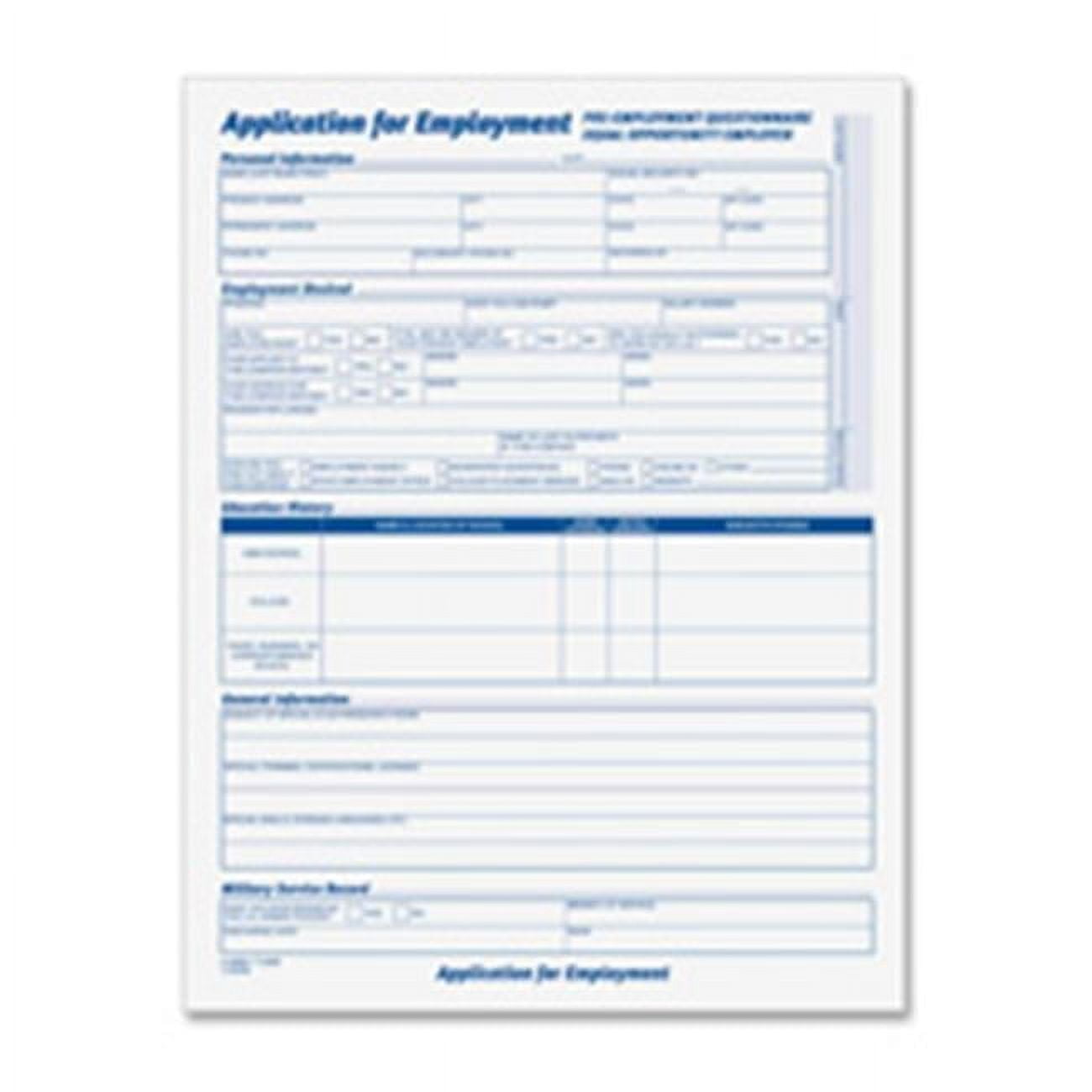 Employment Application Forms, 11 in. x 17 in., 25-PK, White-BE Ink ...