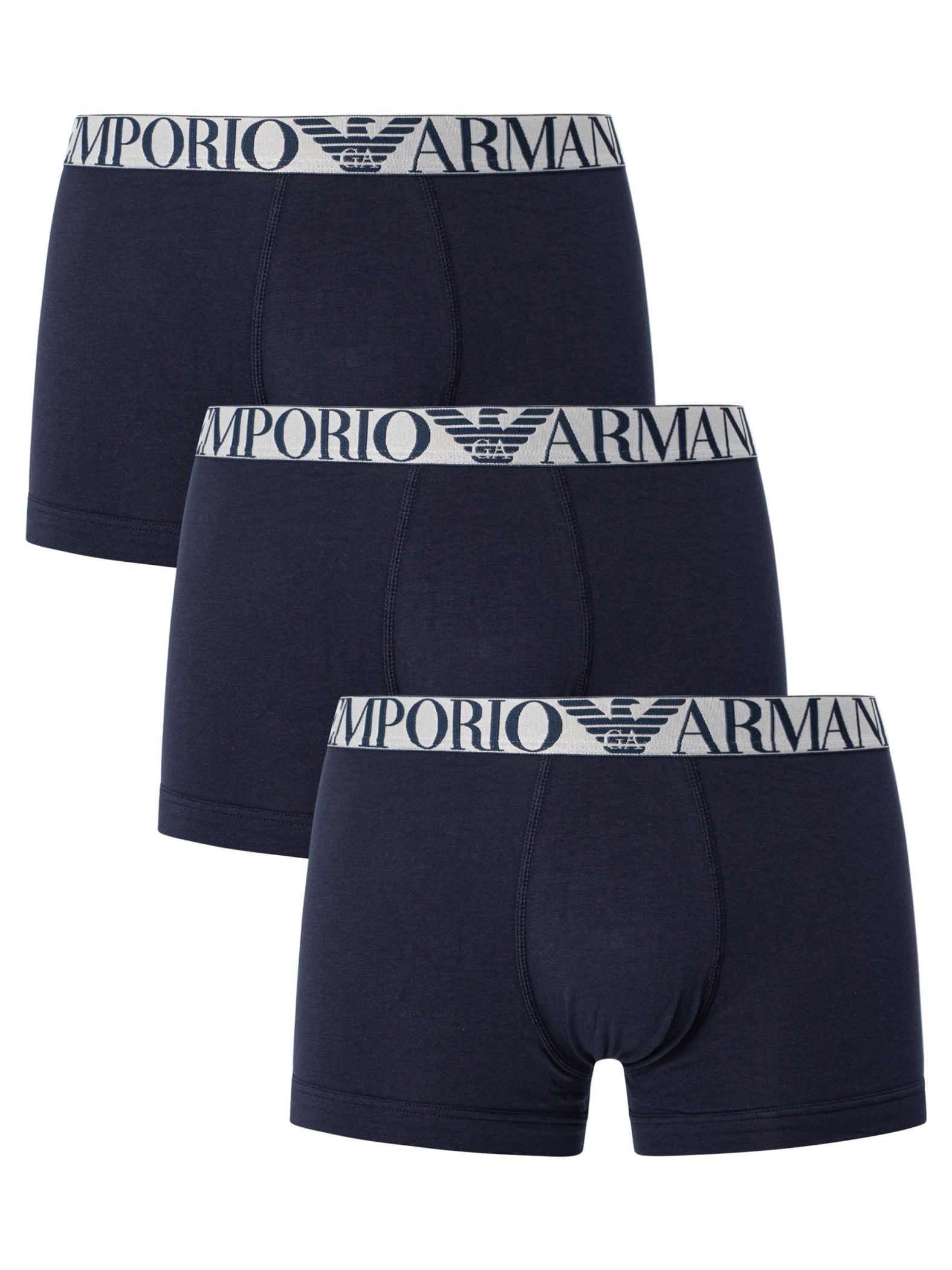 Emporio Armani 3 Pack Organic Cotton Trunks, Blue - Walmart.com