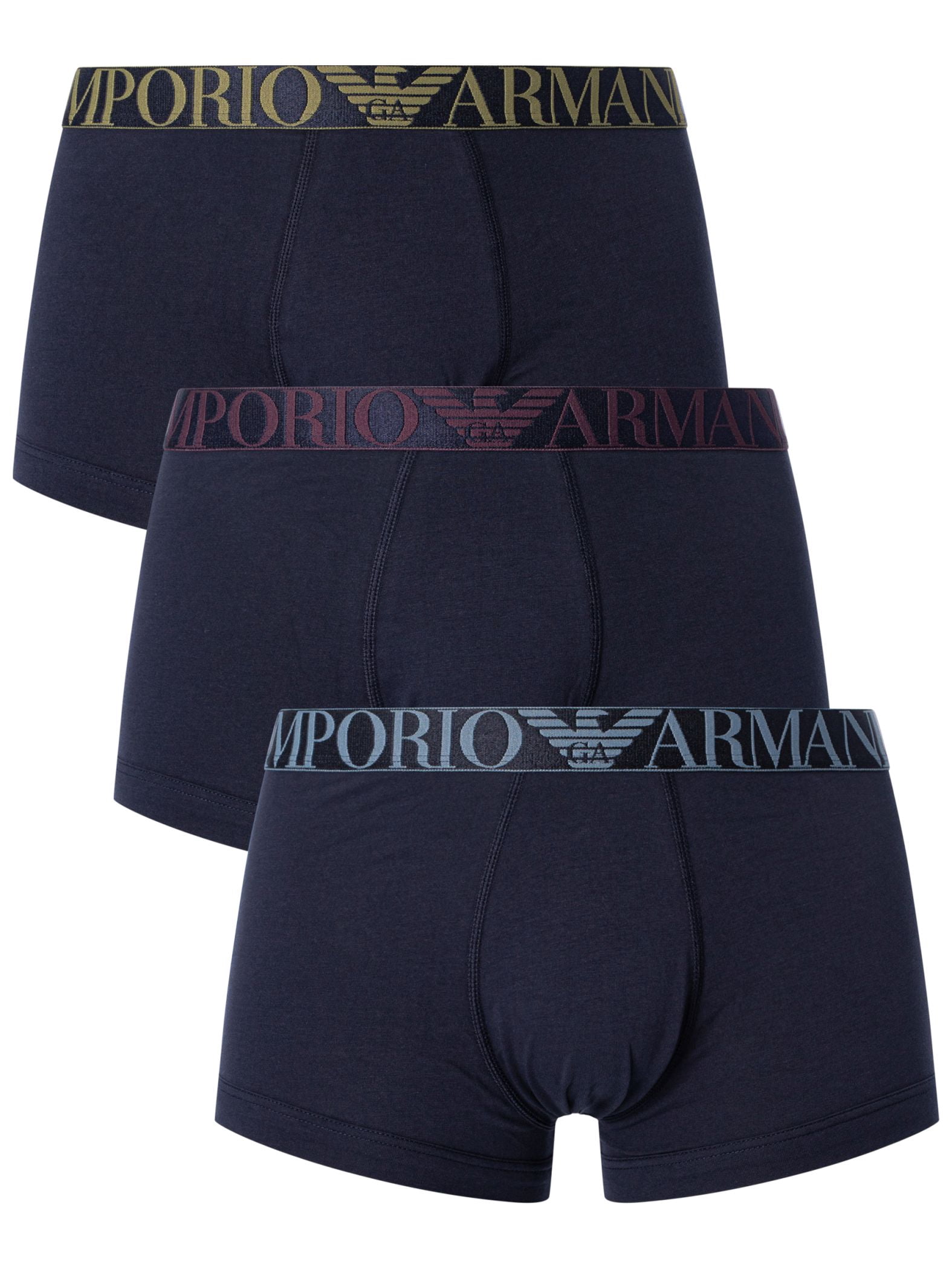 Emporio Armani 3 Pack Organic Cotton Trunks, Blue - Walmart.com