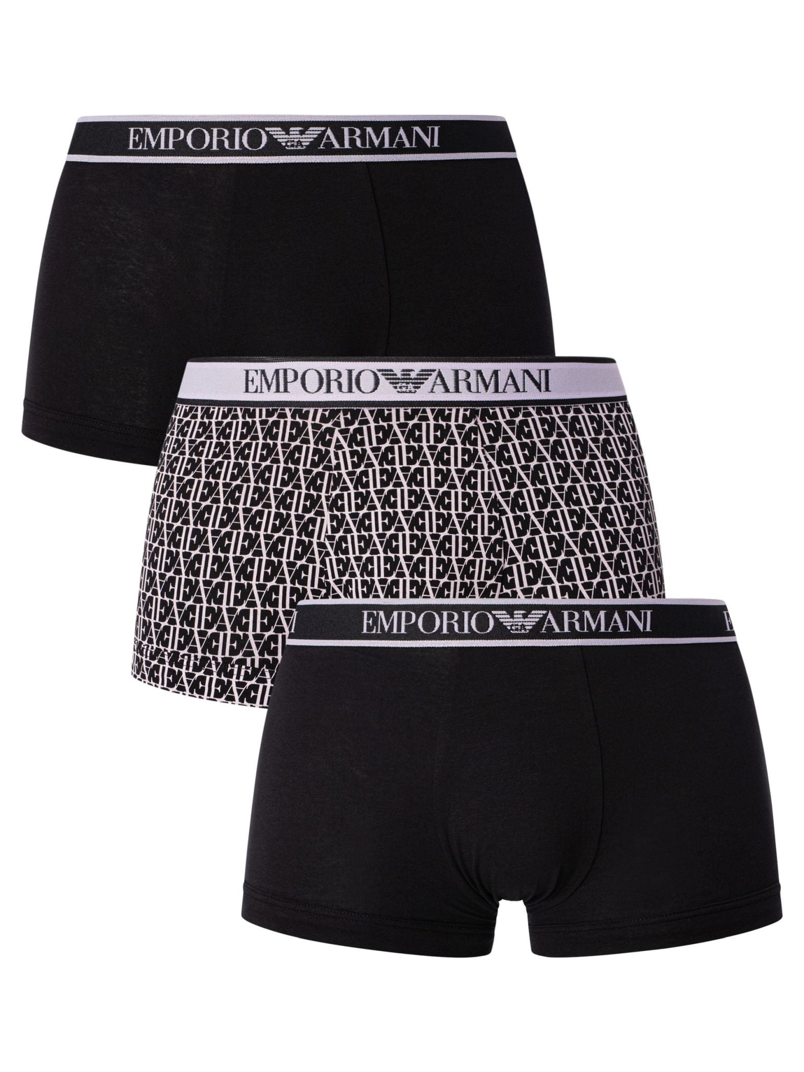 Emporio Armani 3 Pack Trunks, Black - Walmart.com