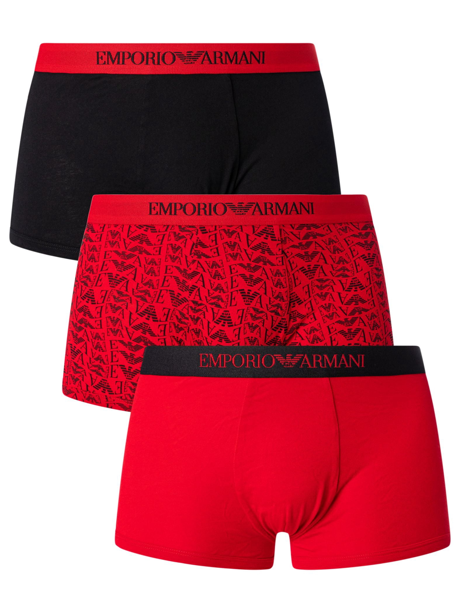 Emporio Armani 3 Pack Trunks, Red - Walmart.com