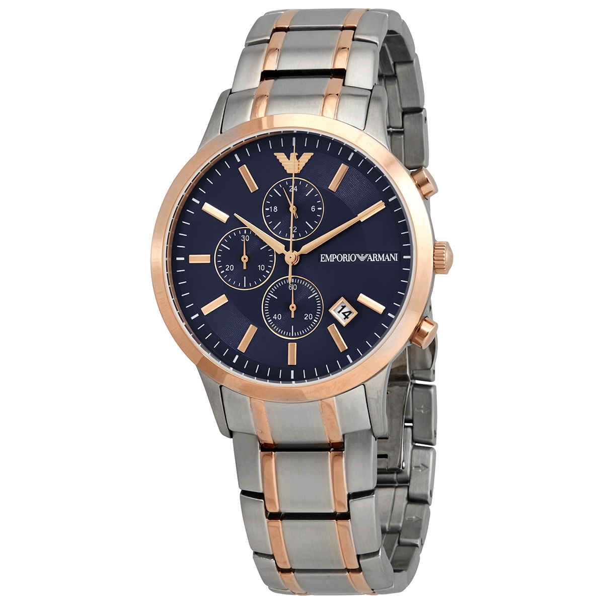 Emporio Armani Chronograph Quartz Blue Dial Men's Watch and Cufflink ...