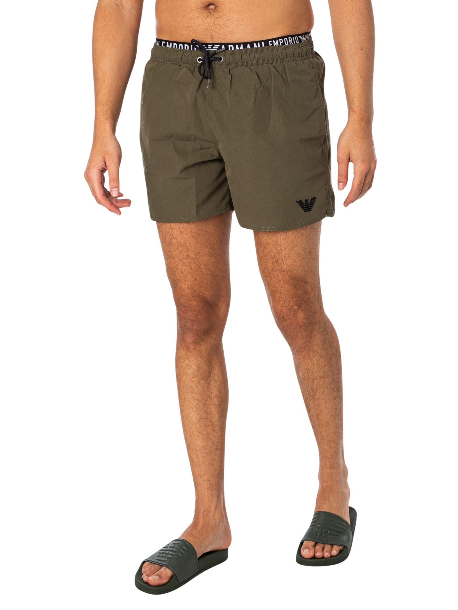 Emporio Armani Double Waistband Swim Shorts, Green - Walmart.com