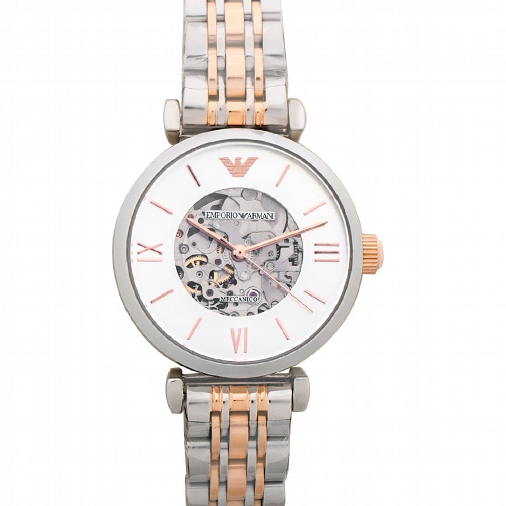 Emporio Armani Meccanico Silver Rose Gold Stainless Steel Automatic ...