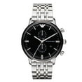 Emporio Armani Men's Stainless Steel Chronograph Watch, Black Dial ...