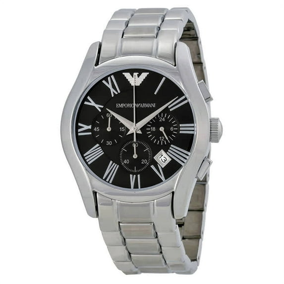 Emporio Armani Stainless Steel Chronograph Men's Watch, Black Dial ...