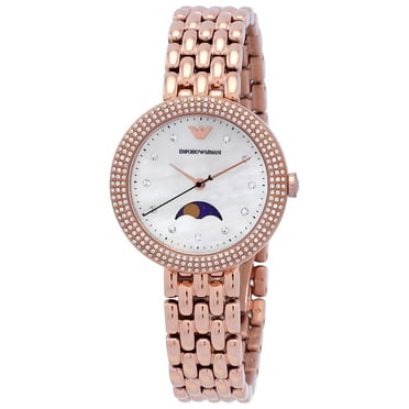 Emporio Armani Women's Retro Mother of Pearl Crystal Stainless Steel ...