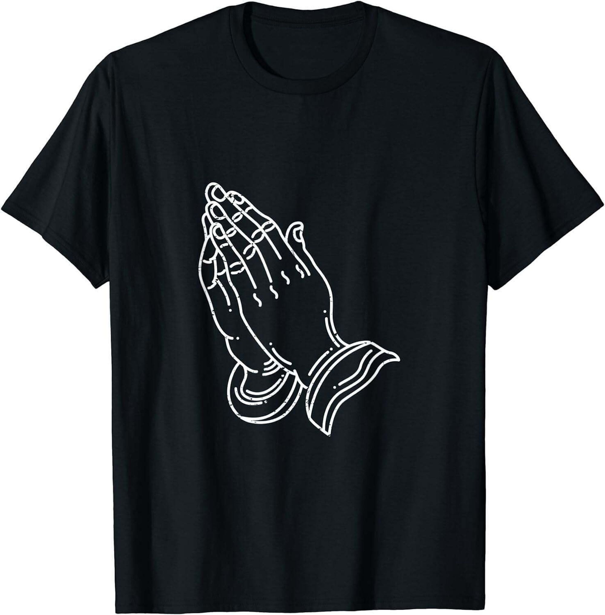 Empower Your Faith With Our Praying Hands Womens T Shirt In Bold Black